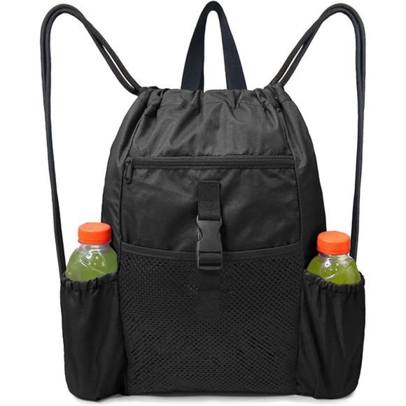 Bags | Backpack Bag String Cinch Sack All Black | Poshmark